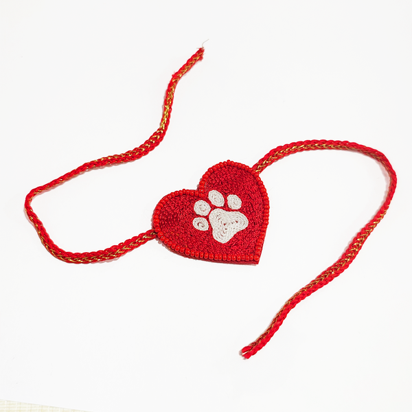 Pawsindia X A Little Extra - Paw Heart Handmade Beaded Rakhi - Red